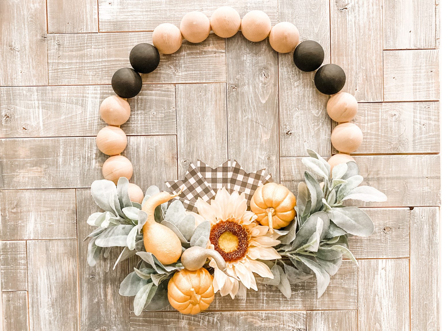 Easy, functional, affordable! This DIY wood bead wreath will be your go ...