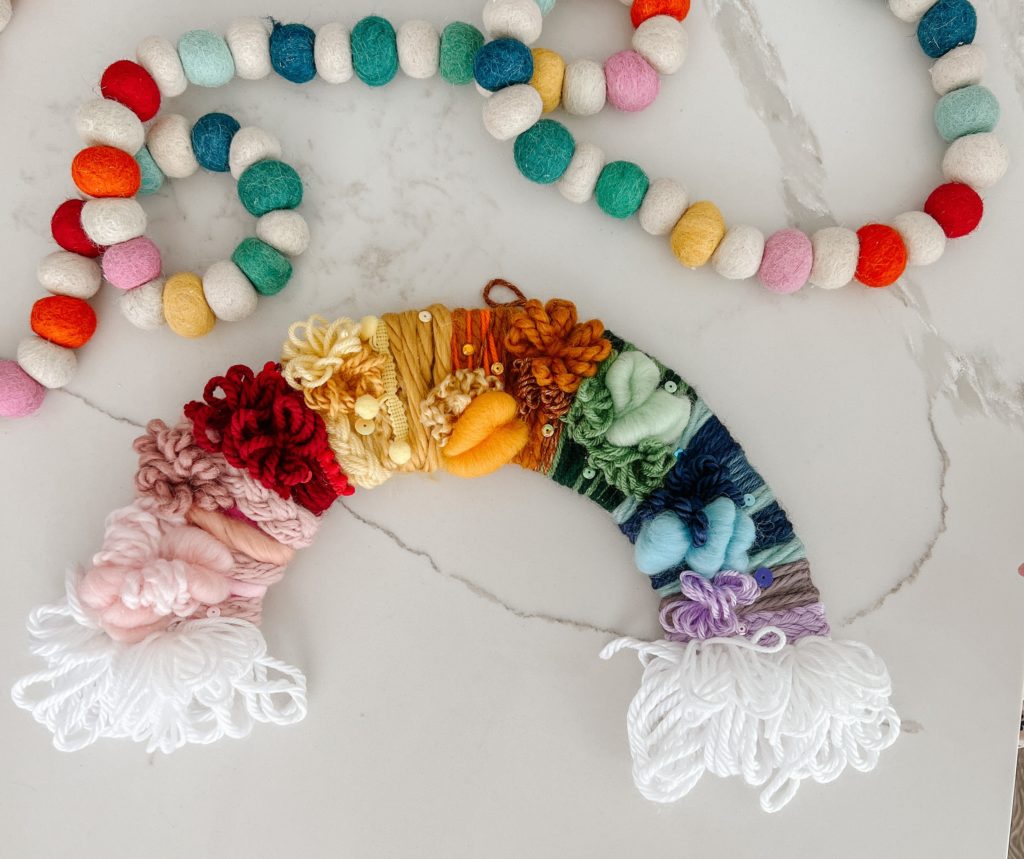 Craft up a spring yarn-wrapped rainbow with major texture! Here's how ...