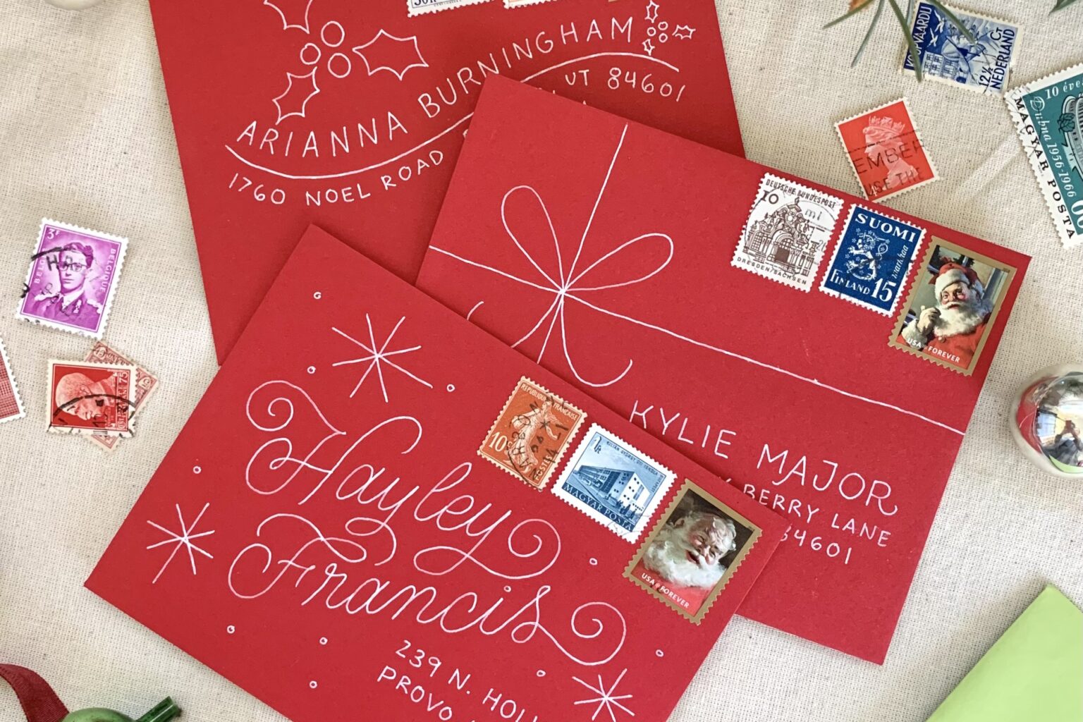 Add an extra flourish to your Christmas card envelopes! Here's a simple ...