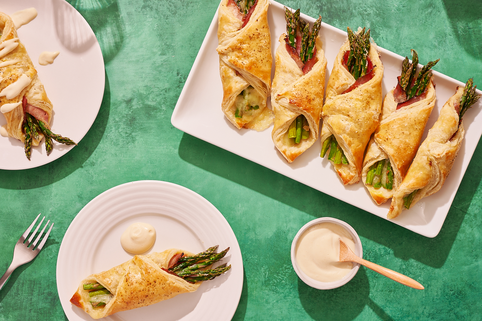 Wrap asparagus and ham in a fluffy pastry bundle! Here's the fresh ...