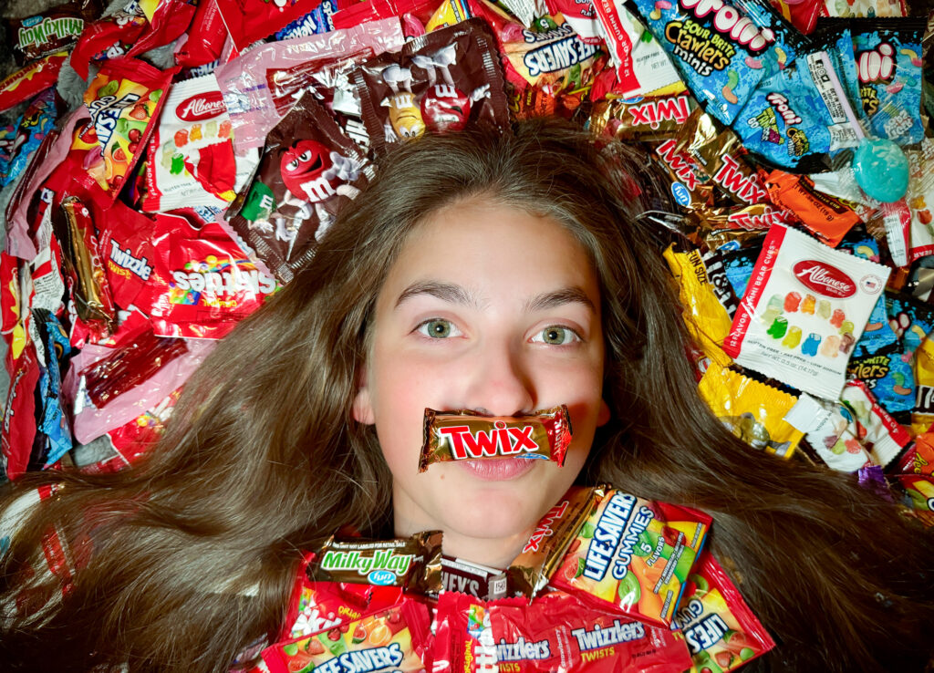 Use the Halloween candy haul as a photo prop! Here's the easy tutorial